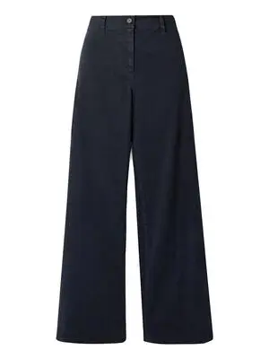 NILI LOTAN Megan Cotton-blend Twill Wide-leg Pants - Blue