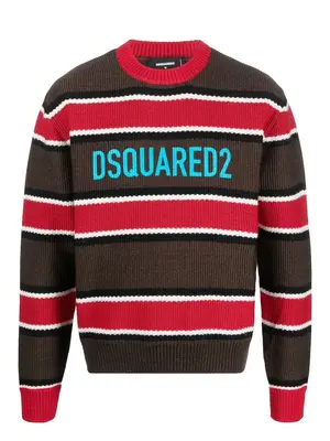Dsquared2 Jacquard Logo Striped Jumper - Brown