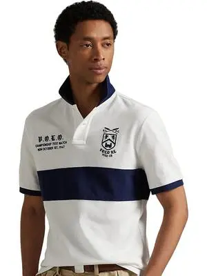 Ralph Lauren Classic Fit Mesh Graphic Polo Shirt - White/newport Navy
