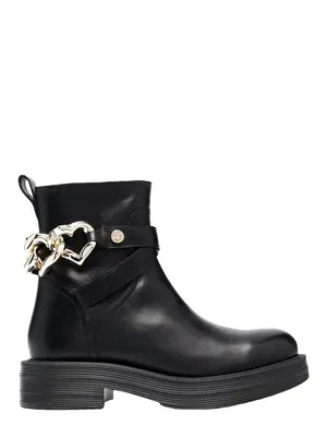 Moschino Heart-charm Ankle Boots - Black
