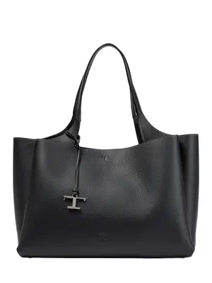 TOD'S Apa Medium Leather Tote - Black