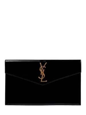 Saint Laurent Uptown Patent Leather Clutch - Black