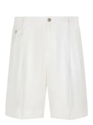 Dolce & Gabbana Regular Fit Linen Shorts - White