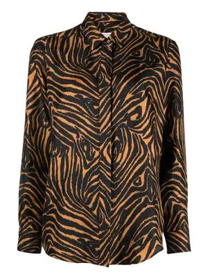 Alberto Biani Zebra-print Silk Shirt - Black