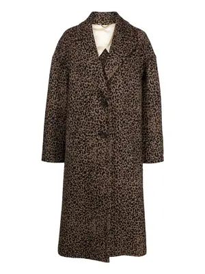 GOLDEN GOOSE Leopard-print Overcoat - Black
