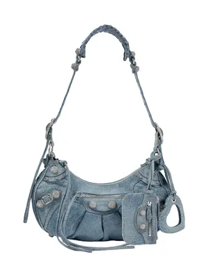 Balenciaga Le Cagole Small Denim Shoulder Bag - Blue
