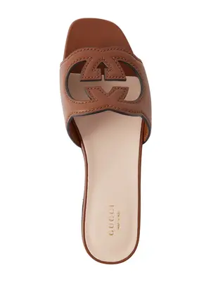 GUCCI Gucci Cutout Leather Slides