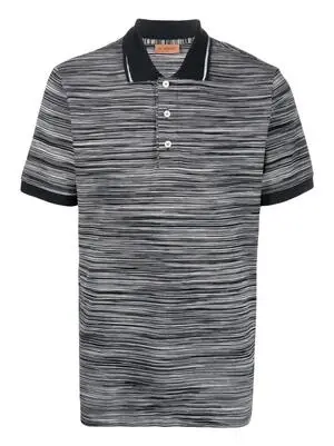 Missoni Horizontal-stripe Knitted Polo Shirt - Black