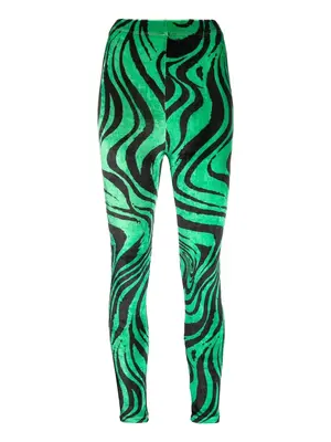 Philosophy Di Lorenzo Serafini Zebra-print Elasticated-waist Leggings - Green