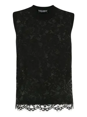 Dolce & Gabbana Lace-overlay Tank Top - Black