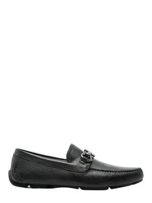 FERRAGAMO Gancini Ornament Driver Loafers - Black
