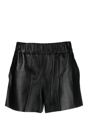 Red Valentino Elasticated Waist Leather Mini Shorts - Black