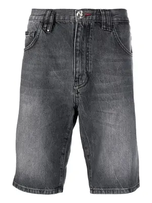 Philipp Plein Knee-length Denim Shorts - Grey