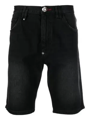 Philipp Plein Knee-length Denim Shorts - Black