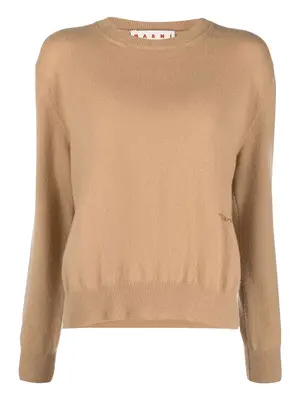 Marni Logo-embroidered Cashmere Jumper - Neutrals