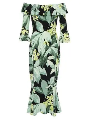 Norma Kamali Off-shoulder Printed Midi Dress - Multicoloured