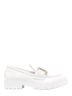 Moschino Logo-plaque Leather Loafers - White