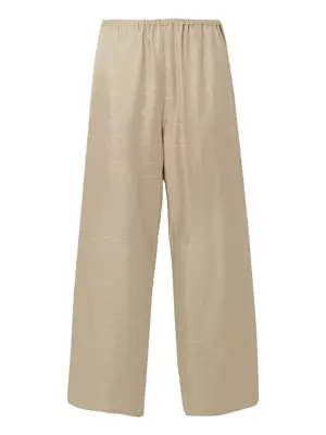 TOTEME TOTEME Embroidered Silk-twill Wide-leg Pants Gray