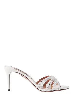 AQUAZZURA Tequila 75 Crystal-embellished Mules - White