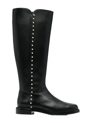STUART WEITZMAN Pearl-embellished Knee-high Boots - Black