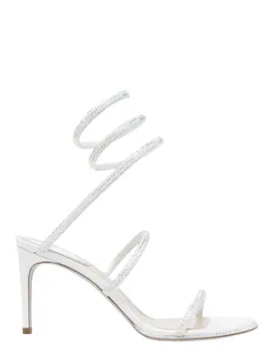 Rene Caovilla 80mm Rhinestone Strappy Sandals - White