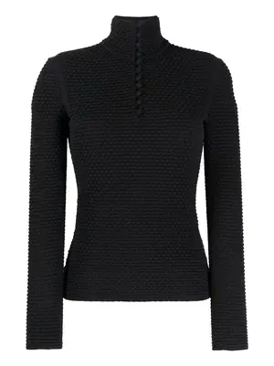 FERRAGAMO Buttoned Open-knit Jumper - Black
