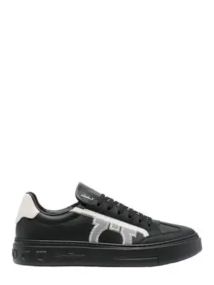 FERRAGAMO Gancini-print Leather Sneakers - Black