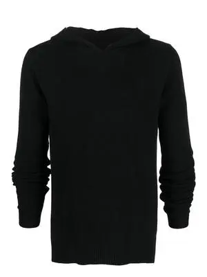 Rick Owens Wool-cashmere Hooded Jumper - Black