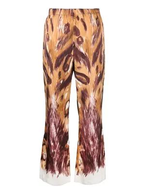 Marni Graphic-print Flared Trousers - Brown