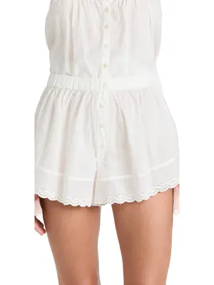 The Great. The Eyelet Tap Shorts - True White