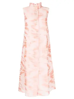 Shiatzy Chen Brushed-print Detail Midi Dress - Pink