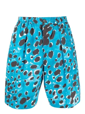 Marni All-over Leopard-print Shorts - Blue