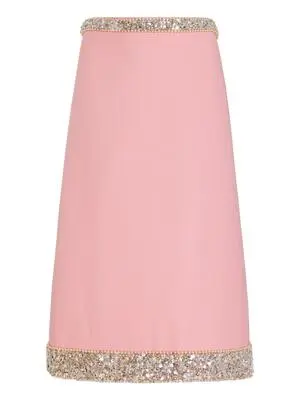 Miu Miu Embellished Cady Midi Skirt - Pink