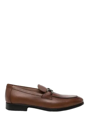 FERRAGAMO Gancini-trim Leather Moccasins - Brown