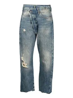 R13 Cropped Distressed Jeans - Blue