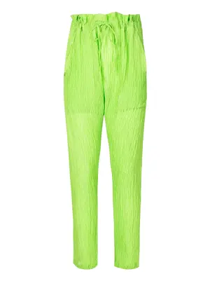 AMIR SLAMA Crinkle-effect Silk Trousers - Green