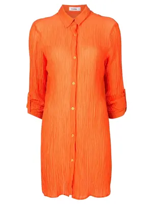 AMIR SLAMA Crinkle-finish Shirt Dress - Orange