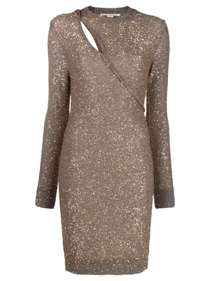 Stella McCartney Sequin-embellished Knitted Dress - Grey