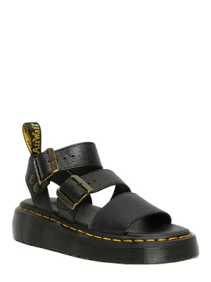 Dr. Martens Gryphon Pisa Leather Platform Sandals - Black