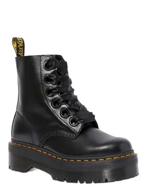 Dr. Martens Molly Leather Platform Boots - Black