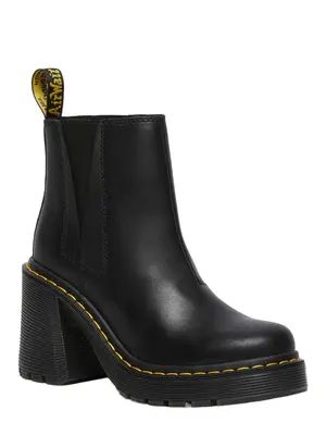 Dr. Martens Spence Leather Flared Heel Chelsea Boots - Black