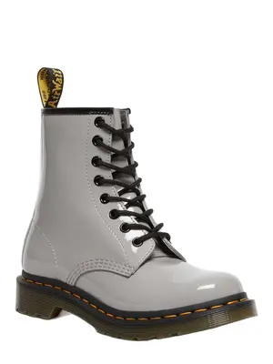Dr. Martens Dr. Martens 1460 Patent Leather Lace Up Boots Grey