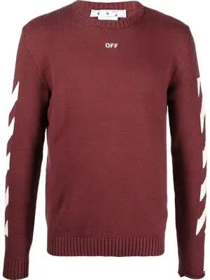 Off-White Arrow-knit Crew Neck Jumper - Red
