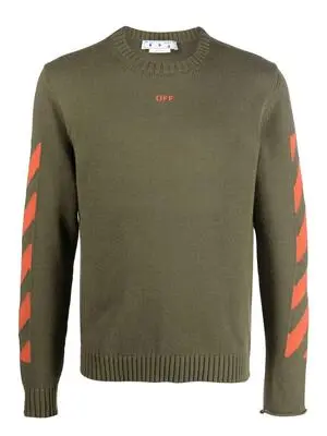 Off-White Diag Stripe Knit Jumper - Green