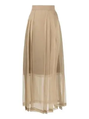 BRUNELLO CUCINELLI Brunello Cucinelli Pleated Silk Maxi Skirt