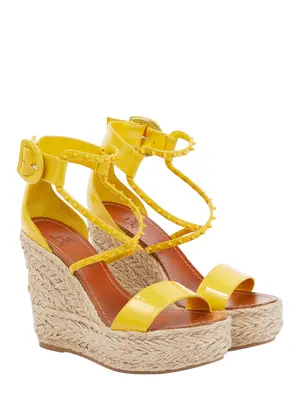 CHRISTIAN LOUBOUTIN Chocazeppa Spikes 120 Espadrille Wedges - Yellow