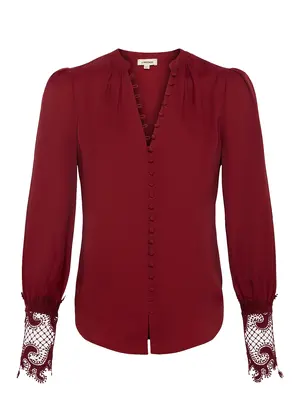 L & APOS;AGENCE L'Agence Ava Lace-Cuff Blouse Syrah