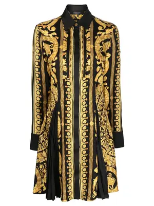 VERSACE Versace Barocco Silk Midi Shirt Dress