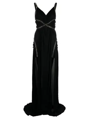 Philipp Plein Stud-detailed Floor-length Dress - Black