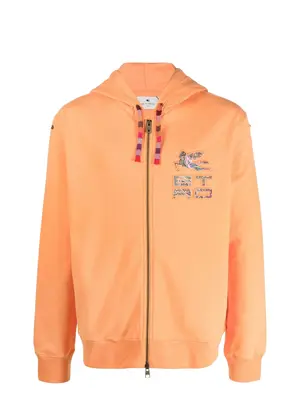 ETRO Logo-Debossed Zip-Up Hoodie